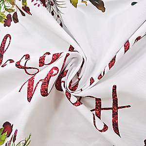 Homewelle Happy Anniversary Backdrop 7Wx5H Feet Polyester Fabric Elegant Burgundy Flower Rose Plant Botanical Decoration Green Leaves Gold Glitter Photography Background Photo Shoot Props