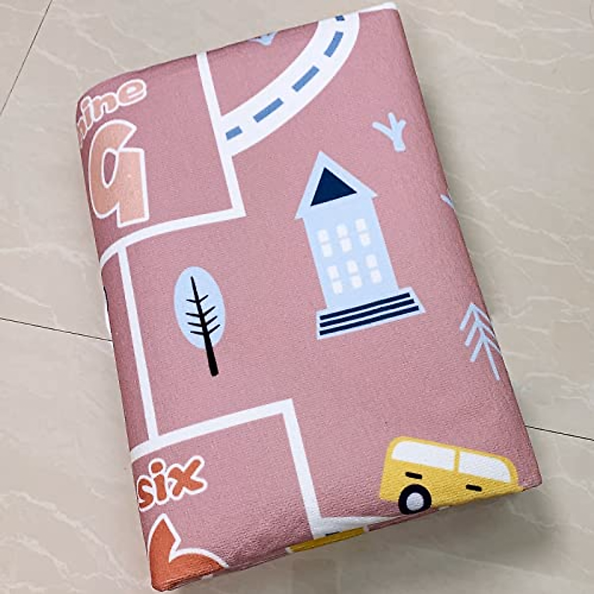 Abeigoi Hopscotch Car Rug 4x6Ft Kids Play Rug Mat Pink Bedroom Playroom Carpet for Girls Boys Nonslip Classroom Rug Children Numbers Educational Throw Area Rugs for Girls Room Decor