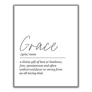 GRACE Definition Wall Art - 11x14 UNFRAMED Print - Black and White Minimalist, Dictionary-Style Quote Typography Decor. A Great Inspirational, Spiritual Gift