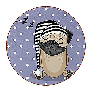 6 PCS Premium Leather Coasters for Drinks - Heat Resistant Drink Coaster - Protect Furniture from Stains Water Rings and Damage - Cute Pug Dog Sleepy