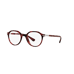 Persol PO3253V Square Prescription Eyewear Frames, Red/Demo Lens, 49 mm