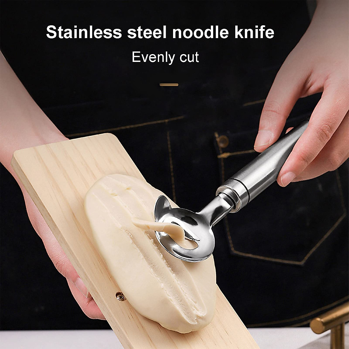 Fdit Kitchen Noodle Knife, Noodle Knife Sturdy Slotted Design Small for Kitchen for Home for Chopping Vegetables for Cutting Dough(Left hand)