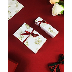 Bzumoot 50 Sheets Large Tissue Paper for Gift Bags 20 * 28 Inches White Metallic Gold Wrapping Gift Paper Butterfly Pattern Gift Wrapping Paper for Christmas Wedding Birthday Party DIY Craft