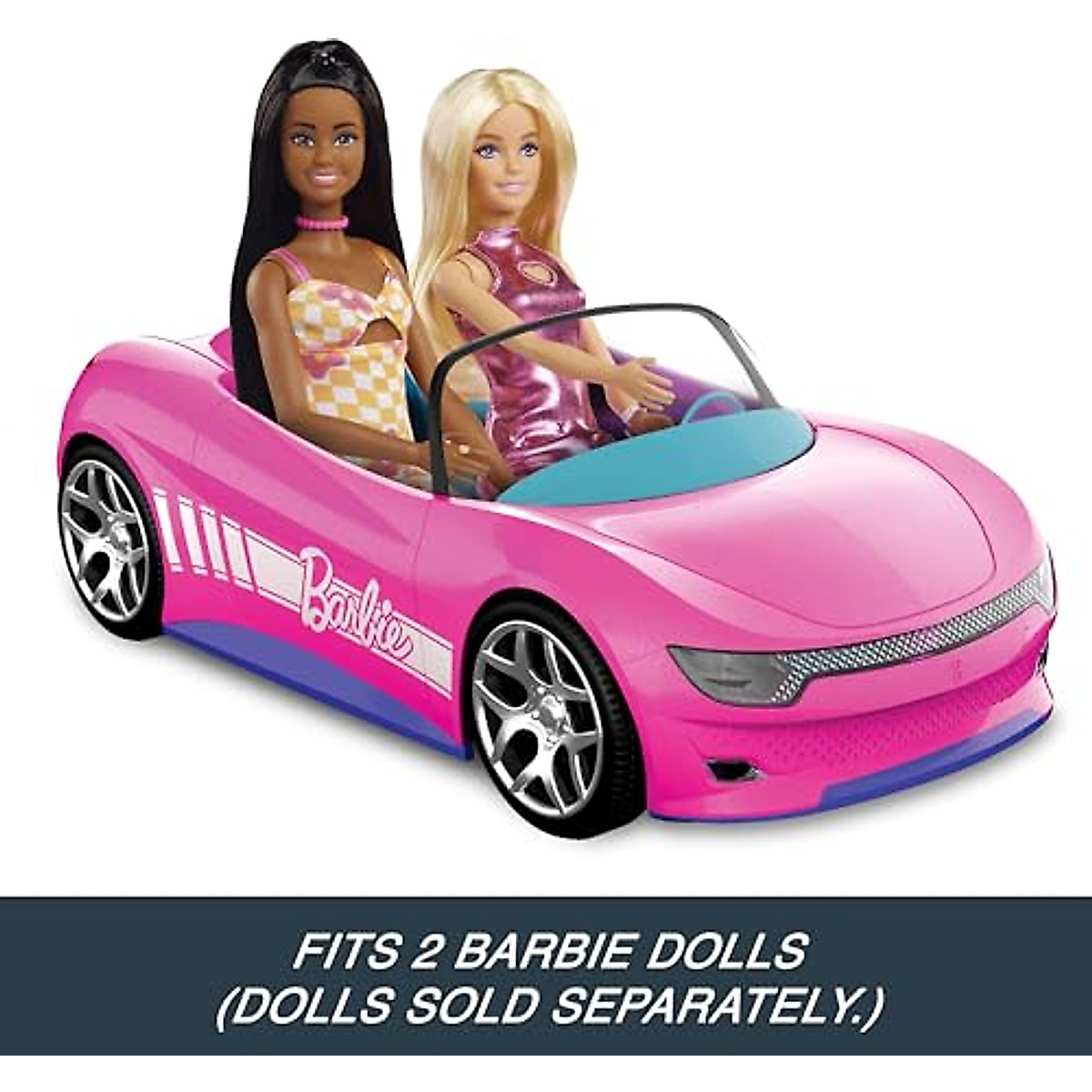 Barbie Hot Wheels RC Toy Car, Remote-Control Pink Convertible, Can Hold 2 Fashion Dolls & Trunk Opens for Storage, Sticker Sheet for Customizing