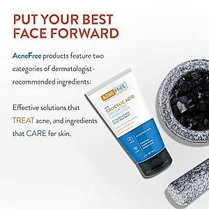 AcneFree Blackhead Removing Exfoliating Face Scrub with 2% Salicylic Acid and Charcoal Jojoba, 5 Ounce - Pack of 2
