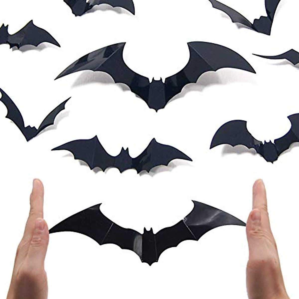 Halloween party decorations, Halloween decoration black bat sticker decals, 3D scary bat decoration, Halloween bat door and window decoration(40pcs)