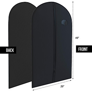 Your Bags Black Garment Bag as Dress Cover or Suit Bag for Travel - 40" x 24" Garment Bags for Travel - Garment Bags for Hanging Clothes and Closet Storage - Dress Travel Garment Bag for Men & Women