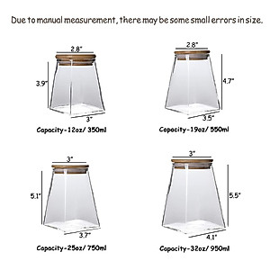 SayasNoy Glass Jars with Bamboo Lids, Candy Jar with Lid, Coffee jar for Counter, Cookie Jar with Airtight Lids, Clear Glass Jar for Candy, Tea, Coffee Bean, Sugar, Spices, Apothecary etc (19oz/550ml)