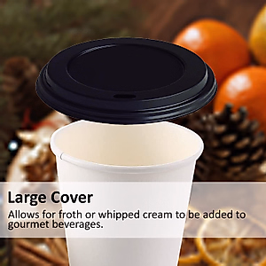 Smygoods Coffee Cup Lids, Dome Lid for Smygoods 10/24 Ounce Cups, Paper cups, Black, 50 Count [No Cups Included]