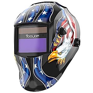 TOOLIOM Solar Powered Welding Helmet Auto Darkening for TIG MIG ARC Welder Mask with Adjustable Shade Range 4/9-13 Blue Eagle Design