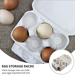 Hemoton 12 Pack Paper Egg Cartons Easter Reusable Egg Storage Natural Pulp Egg Cartons Pulp Fiber Egg Flats for Chicken Eggs Bulk Blank Egg Container Holds 6 Eggs