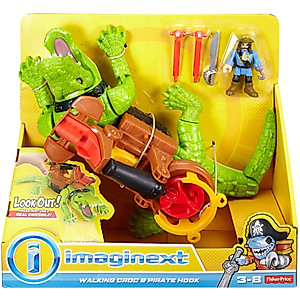 Fisher-Price Imaginext Preschool Toys Pirate Hook & Walking Crocodile 5-Piece Figure Set for Pretend Play Kids Ages 3+ Years