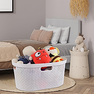 Ponpong 42 L Plastic Laundry Hamper, Plastic Laundry Basket with Cut-Out Handles, 4 Packs