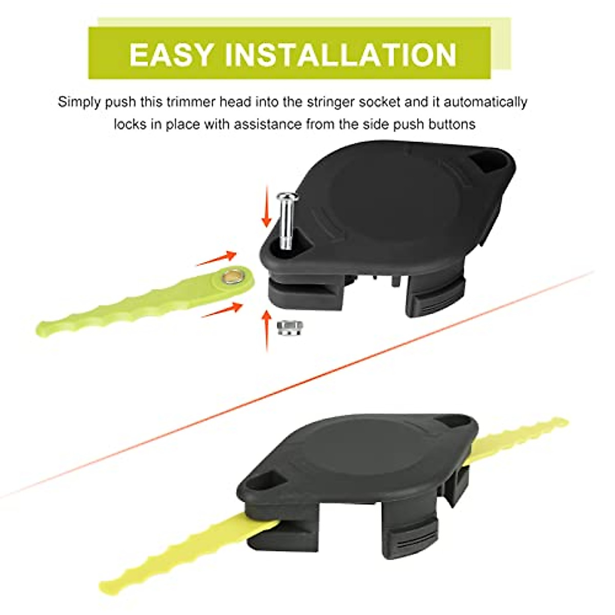 THTEN ACFHRL2 Polycarbonate Bladed and Trimmer Head, AC80RL3 Trimmer Spool Line & AC14HCA Spool Cap Compatible with Ryobi 18-Volt, 24-Volt & 40-Volt Trimmer (17 Pack)