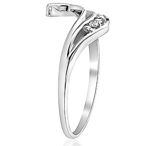 14K White Gold Over Round Cut White Diamond Wedding Enhancer Wrap Guard Ring In 925 Sterling Silver for Women's