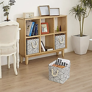 HZZTY BRNY Cube Storage Basket Fabric Storage Bins [3 Pack] Foldable Square Canvas Bin Collapsible Linen Cubby Organizer with Handles for Shelf Closet Clothes Nursery Toy 11” x 11” x 11” White