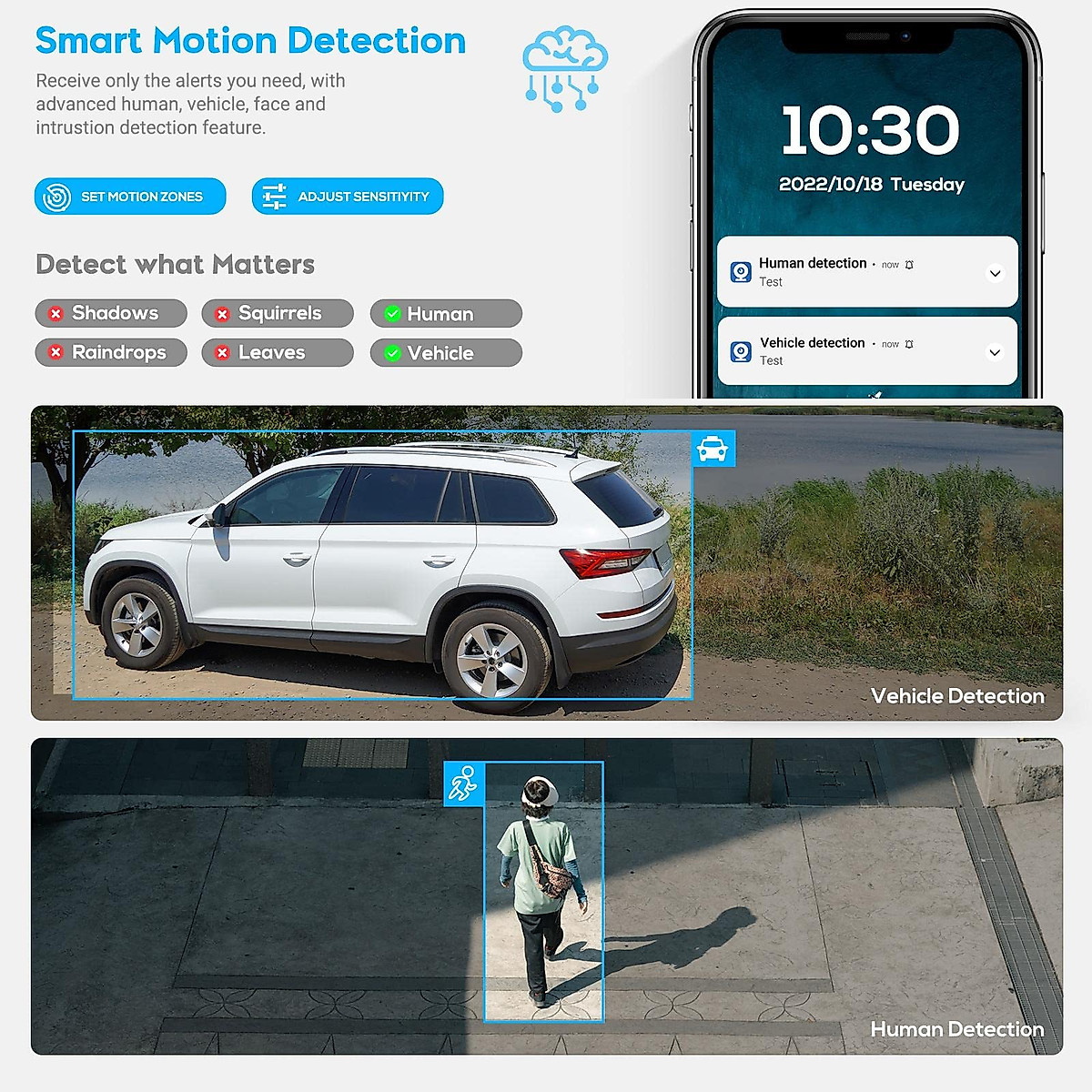 VIKYLIN 8MP Outdoor PTZ PoE IP Camera with Audio,4K Security Speed Dome Pan Tilt 4X Optical Zoom/2.8~12mm Lens,Human/Vehicle Detection,132ft IR Night Vision,IP66 (2804PTZ)