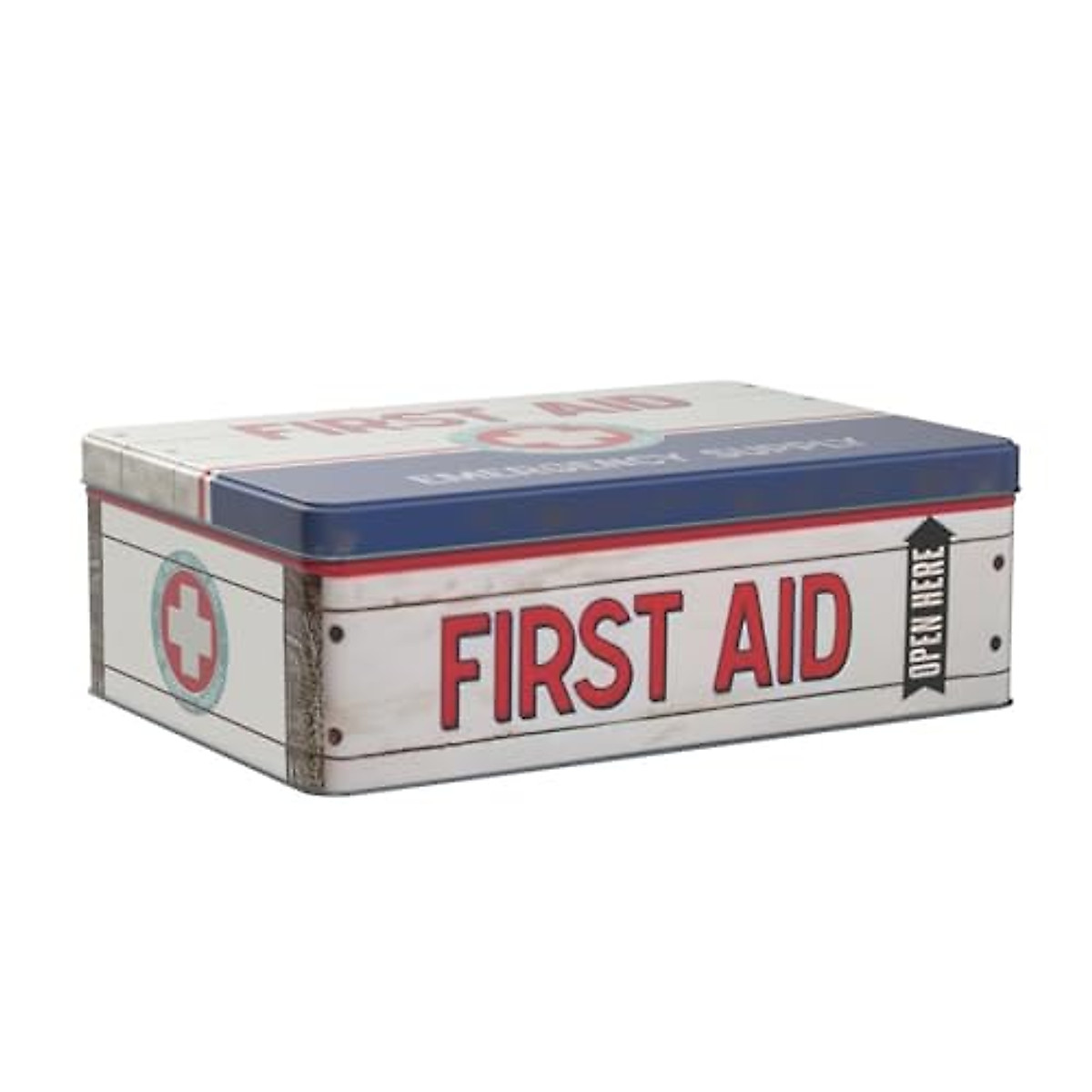 Nostalgic-Art First Aid Blue-Emergency Supply Tin Box Flat, 13 x 16 x 7 cm / 9 x 6,3 x 2,8 Inch, Multicoloured