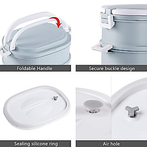 Slaipo Bento Box Adult Lunch Box, Lunch Box for Men Women with Insulated Lunch Bag, Stainless Steel Salad Lunch Containers, Stackable Leakproof Lunch Kit(Blue)