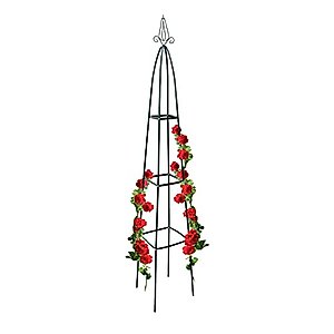 Relaxdays Obelisk Climbing Plant Support Garden Trellis 200cm, Green