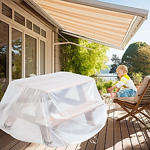 IndigoTempest9 Waterproof Picnic Table Cover for Outdoors,Plastic Cover,Frosted PVC Outdoors Furniture Covers for 6 ft Picnic Table Bench Set,75” L x 67” W x 30” H