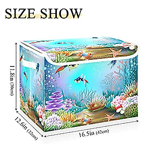 RunningBear Fish Plants Large Storage Bins with Lid Collapsible Storage Bin Cube Storage Bin Cloth Baskets Containers for Office Outside Cars