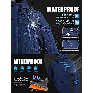 Pioneer Camp Men's Winter Coat Waterproof Fleece Lined Warm Winter Jacket with 9 Pockets Insulated Windproof Hooded Parka