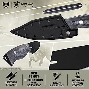 DALSTRONG Delta Wolf Series Santoku Knife 7" Bundled with Delta Wolf Series Paring Knife 4" with PU Leather Sheath - Black Titanium Nitride Coating - G10 Camo Handle