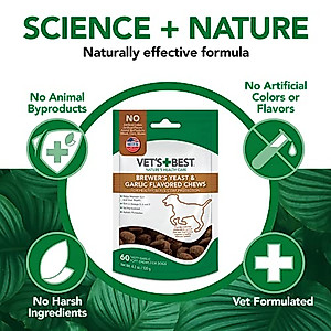 Vet’s Best Brewer’s Yeast & Garlic Chews| Healthy Skin & Coat Protection for Dogs | Formulated with Veterinary Recommended Dosage | 60 Count