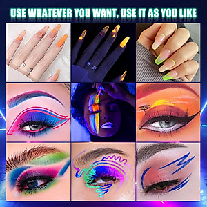 Beteligir 6 colors Neon Pigment Eyeshadow Powder, FindinBeauty UV Glow Blacklight Mixed Bright True Colors Eye Shadow Pigments, Neon Pigment Eyeshadow Powder for Christmas Face Body Makeup