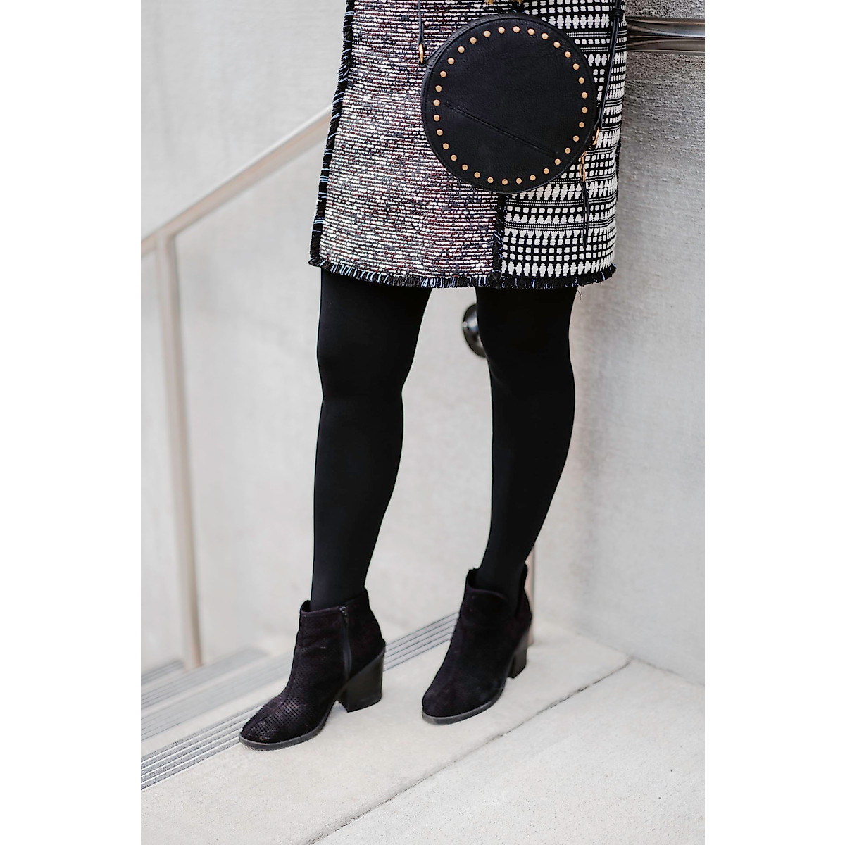 No Nonsense Women's Super Opaque Control-top Tights, Black/Black, Medium (Pack of 2)