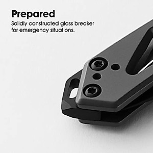 TRUE Tactical Knife | Partially Serrated Knife Blade with Lightweight Minimalist Handle Featuring Emergency Glass Breaker and Pocket Clip, Black, One Size