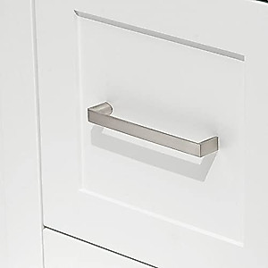 ARIEL 49" White Bathroom Vanity with 1.5" Edge Pure White Quartz Countertop & Splash, Rectangular Sink, 2 Soft Closing Doors, 4 Full Extension Dovetail Drawers, Built in Toe Kick, Brushed Nickel