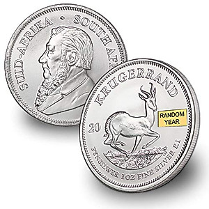 2017 - Present (Random Year) South Africa 1 oz Silver Krugerrand Lot of (5) Coins Brilliant Uncirculated with Certificates of Authenticity 1 Rand (R1) BU