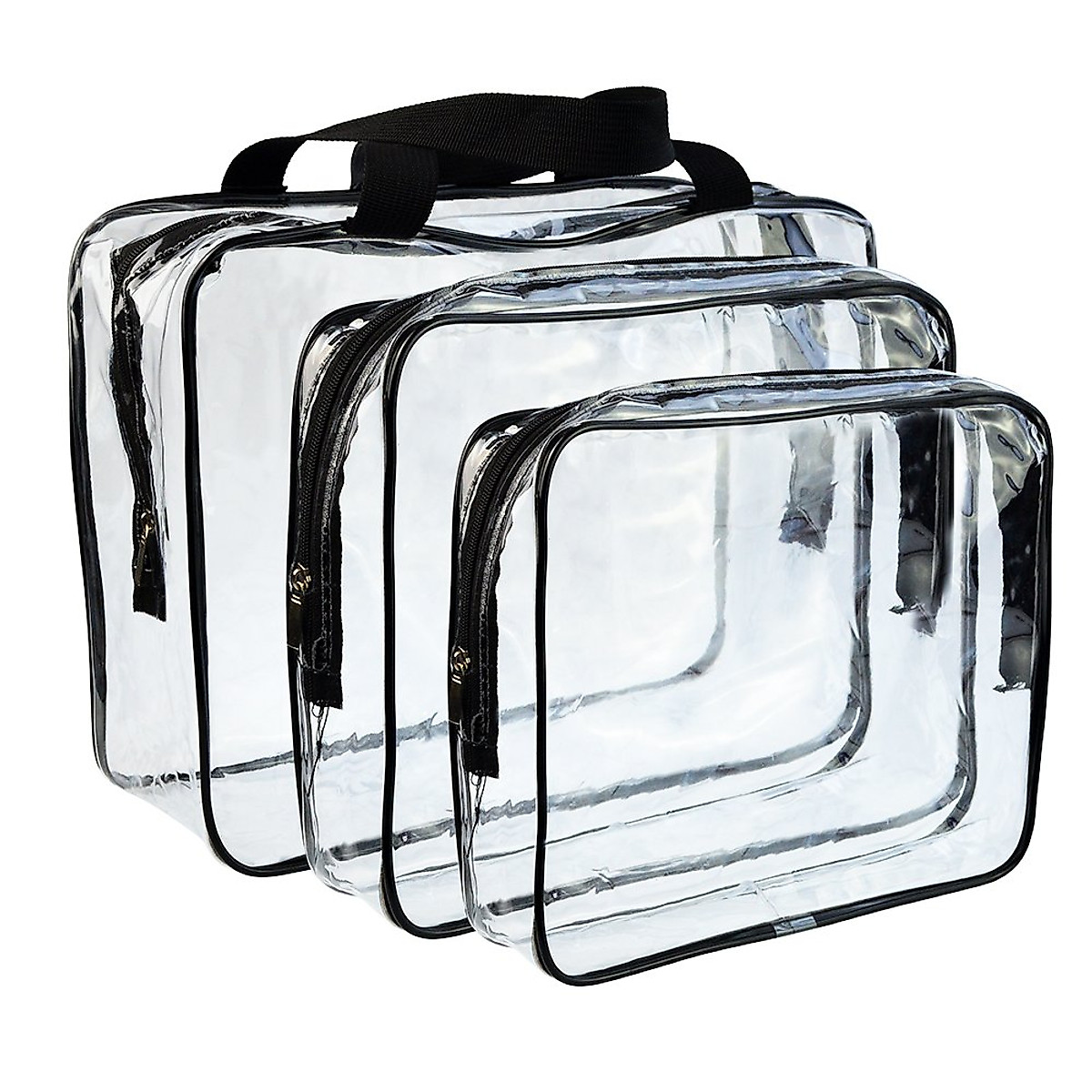 Wobe 5 Packs Clear Cosmetics Bag Make-up Bags Organizers, PVC Zippered Toiletry Carry Pouch Portable Makeup Bag for Vacation Travel, Bathroom and Organizing Waterproof Makeup Zipper Bag Vinyl Plastic