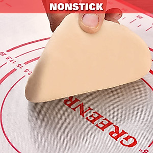 Large Silicone Pastry Mat Extra Thick Non Stick Baking Mat with Measurement Fondant Mat, Counter Mat, Dough Rolling Mat, Oven Liner, Pie Crust Mat (L-16''(W)24''(L), Red)