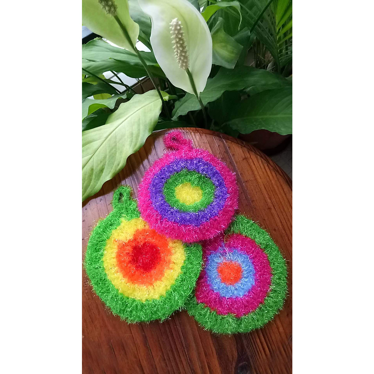 JC1927 Decorative Dish Scrubber Non Scratch Cleaning Pad Cute Dish Net Clothes for Kitchen Washing Dishes Cleaning Net 3 Pack