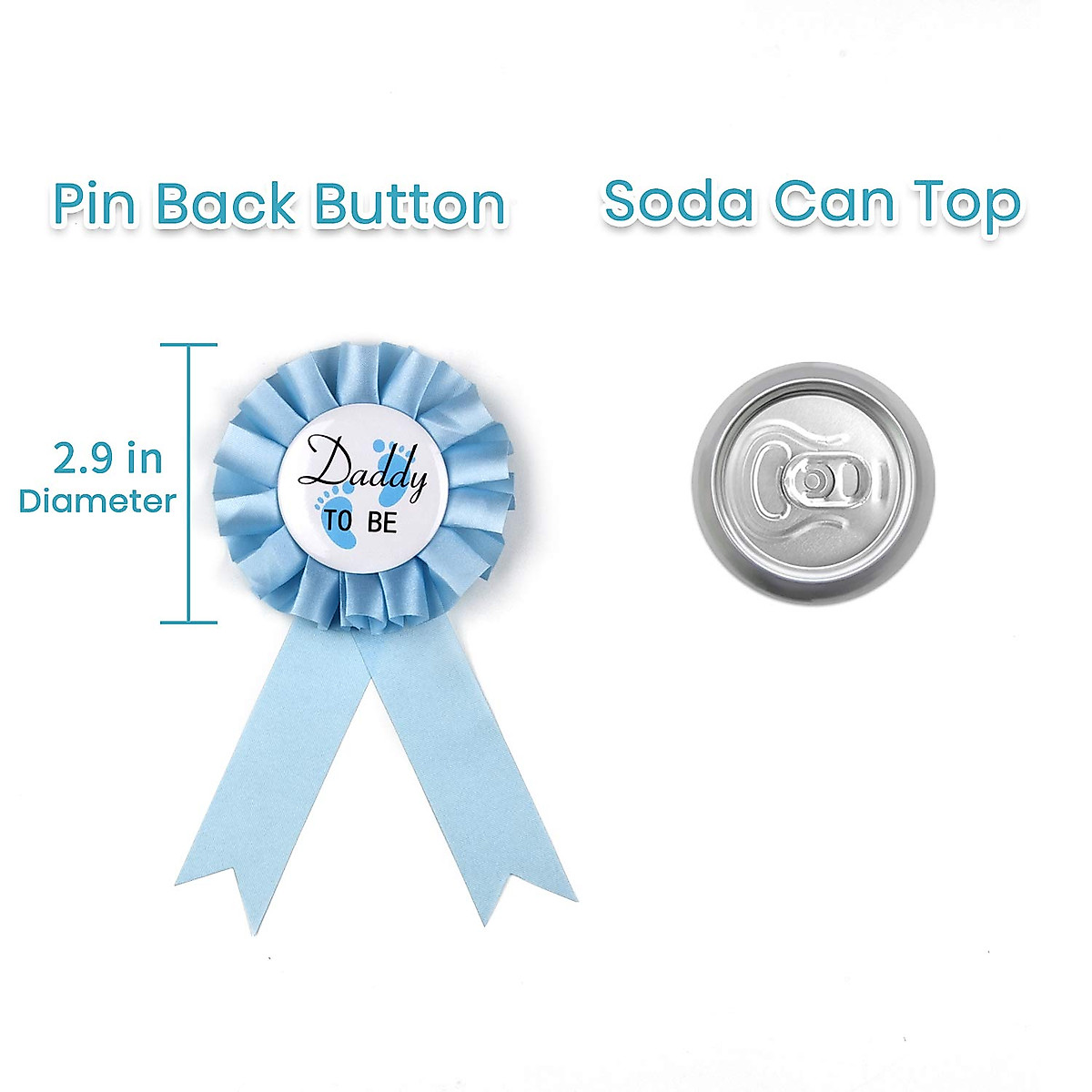 Baby Shower Maternity Sash Belly Belt, Mom to Be & Dad to Be Button Pin, Pregnancy Maternity Flower Sash Belt for Gender Reveal (Blue Baby Boy)