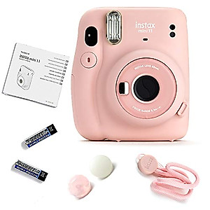 Fujifilm Instax Mini 11 Instant Camera - Blush Pink (16654774) + Fujifilm Instax Mini Twin Pack Instant Film (60 Sheets) + Batteries + Case - Instant Camera Bundle