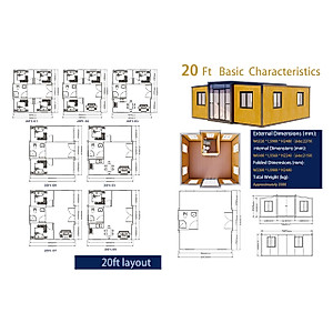 HUGHEARTS Portable Prefabricated Tiny Home 20x20ft, Mobile Expandable Plastic Prefab House for Hotel, Booth, Office, Guard House, Shop, Villa, Warehouse, Workshop (with Restroom)