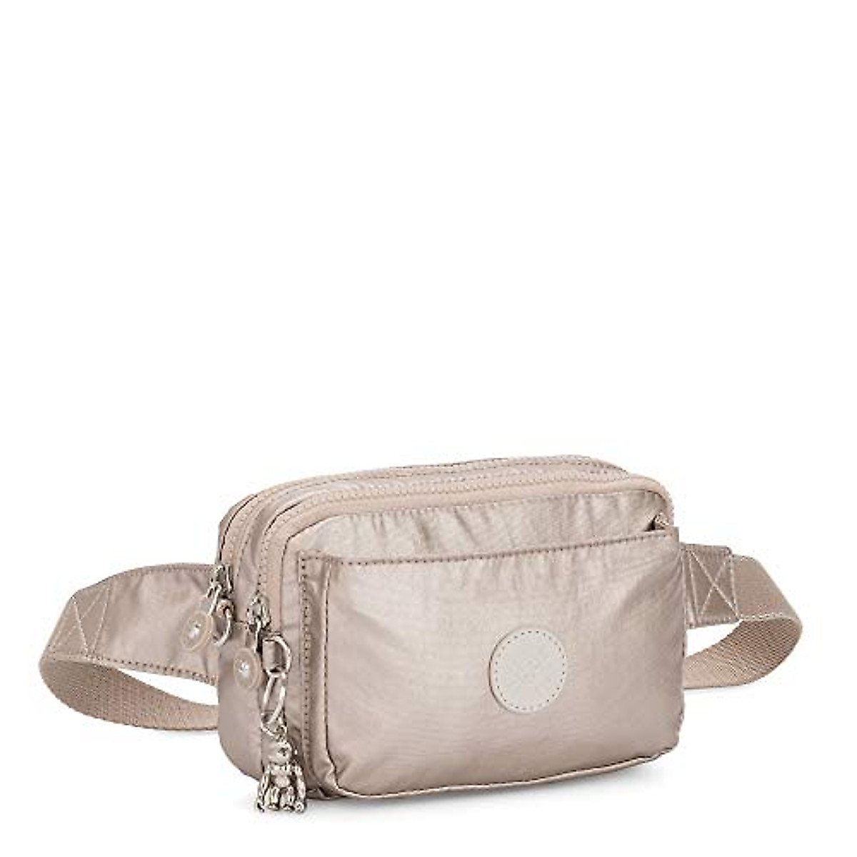 Kipling Women’s Abanu Crossbody Bag, Lightweight, Adjustable Nylon Waist Pack with Multi-Compartment Zip Pockets, Metallic Glow, One Size