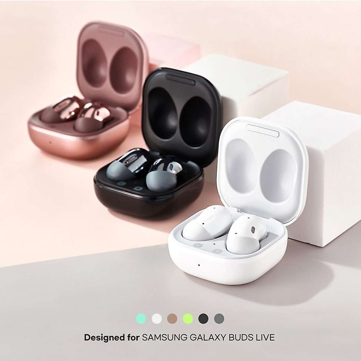 diofit Skin-Friendly Silicone Tips for Galaxy Buds Live. Comfortable Wearing. Stable Fit, 2 Pairs (Black)