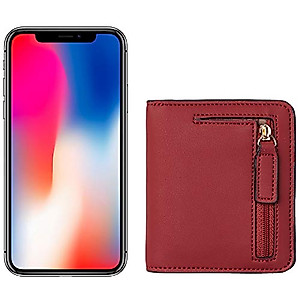 Toughergun Womens Rfid Blocking Small Compact Bifold Luxury Genuine Leather Pocket Wallet Ladies Mini Purse with ID Window (11 ReNapa Red Deep)