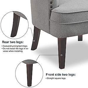 Accent Chair with Ottoman, Living Room Chair, Footrest Set Vintage Brass Studs, Button Tufted Upholstered Armchair for Room, Comfy Reading Bedroom, Reception (Grey)