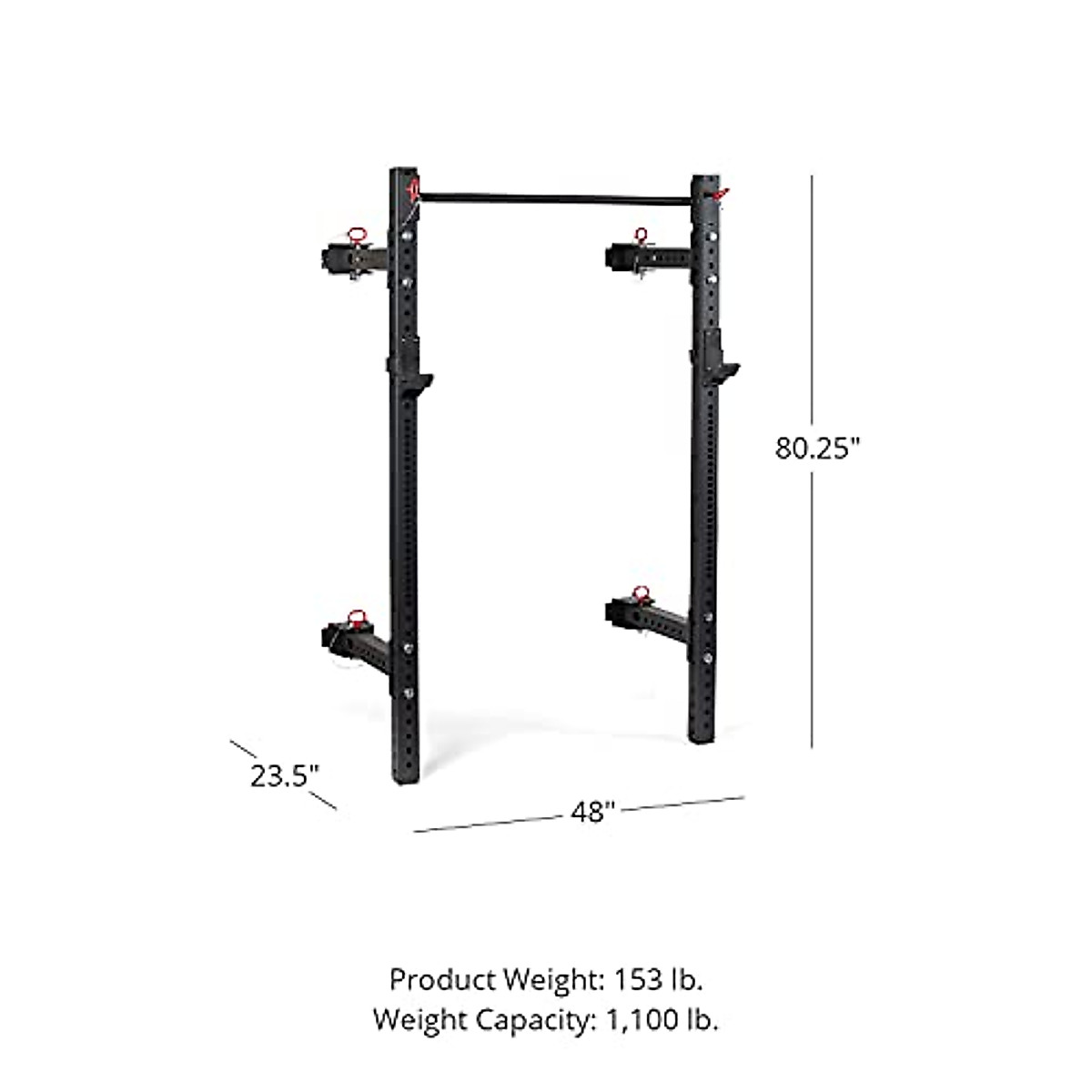 Titan Fitness X-3 Series 80-inch Wall Mounted Folding Power Rack, Space Savings Rack, Folds up to 5-inches from the Wall