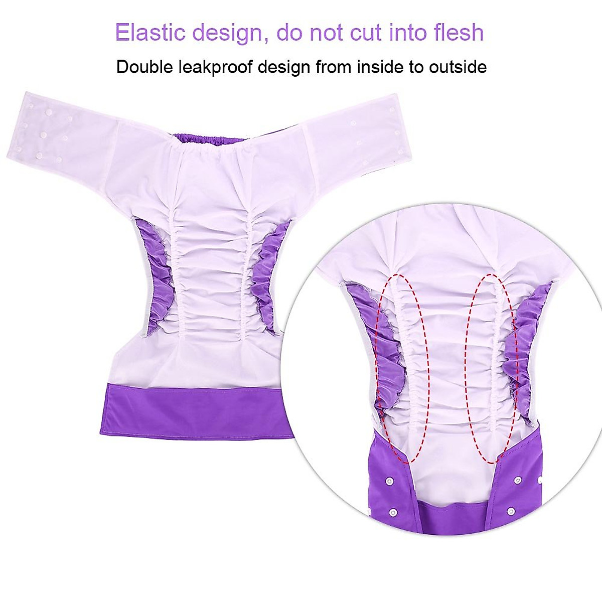 Adult Nappy, 5 Colors Waterproof Adult Brief Diapers or Washable Adult Pocket Nappy Cover, Adjustable Reusable Diaper Cloth Suitable for The Old, The Disabled, Pregnant