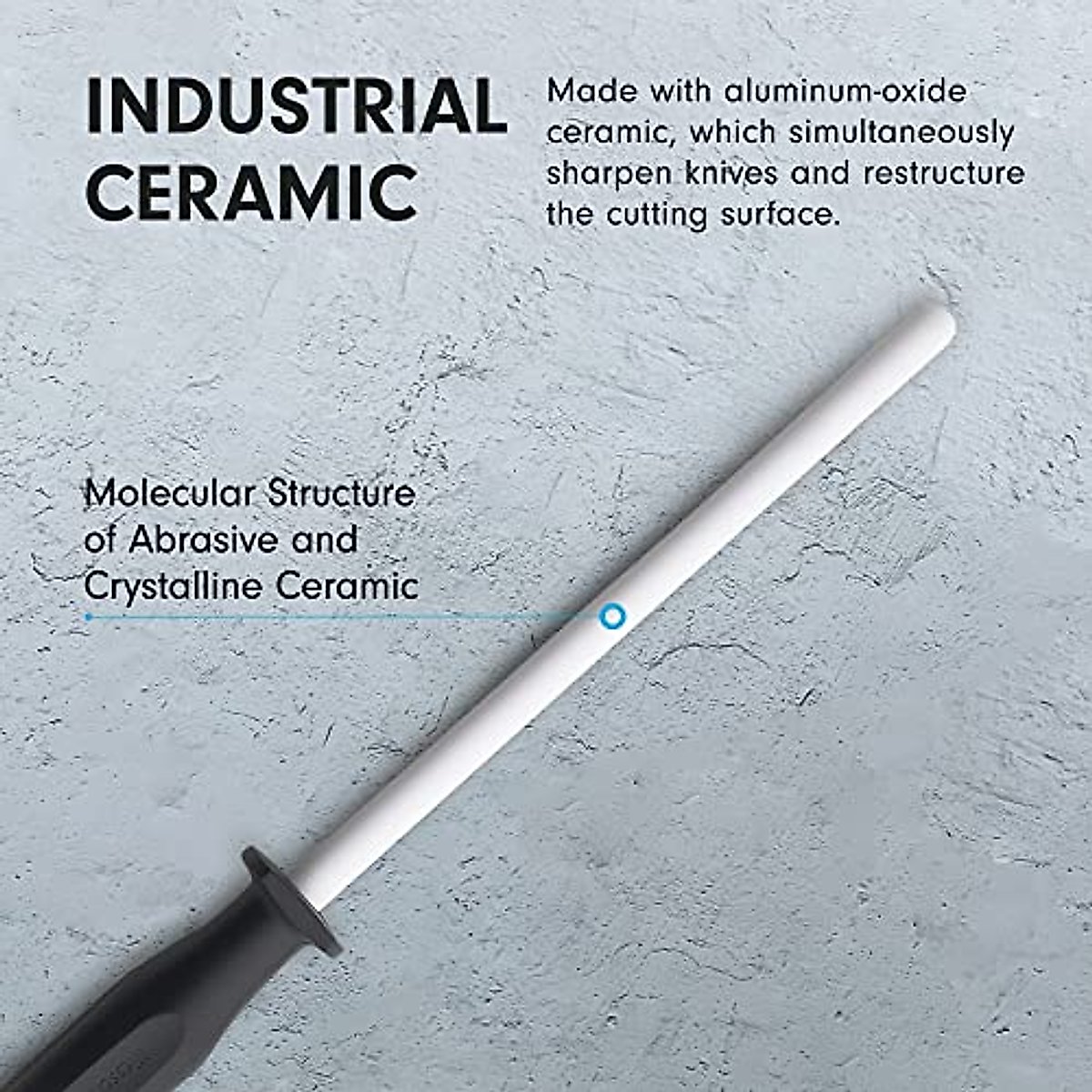 Messermeister 10” Ceramic Sharpening Rod - Knife Sharpener - Fine 1200 Grit - Break-Resistant Solid Ceramic Core, Large Sharpening Surface & Soft-Grip Handle