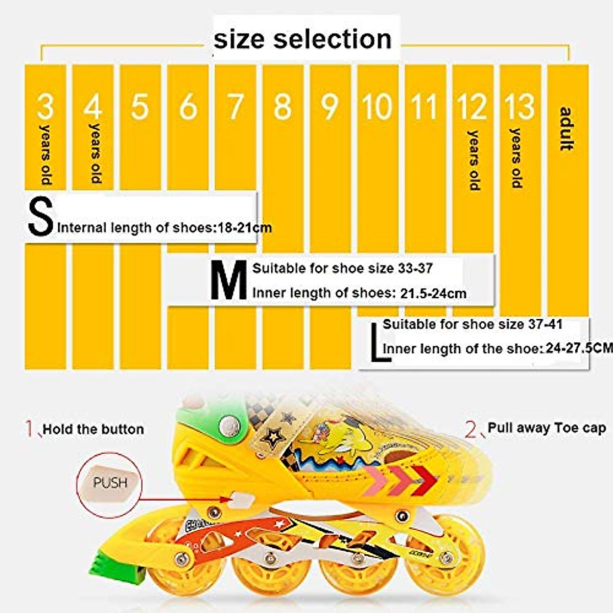 AIAIⓇ Full Flash Kids Adult Inline Skates Men and Women Adjustable Size Inline Roller Skates Upgrade Kids Roller Blade Boys and Girls pu mesh