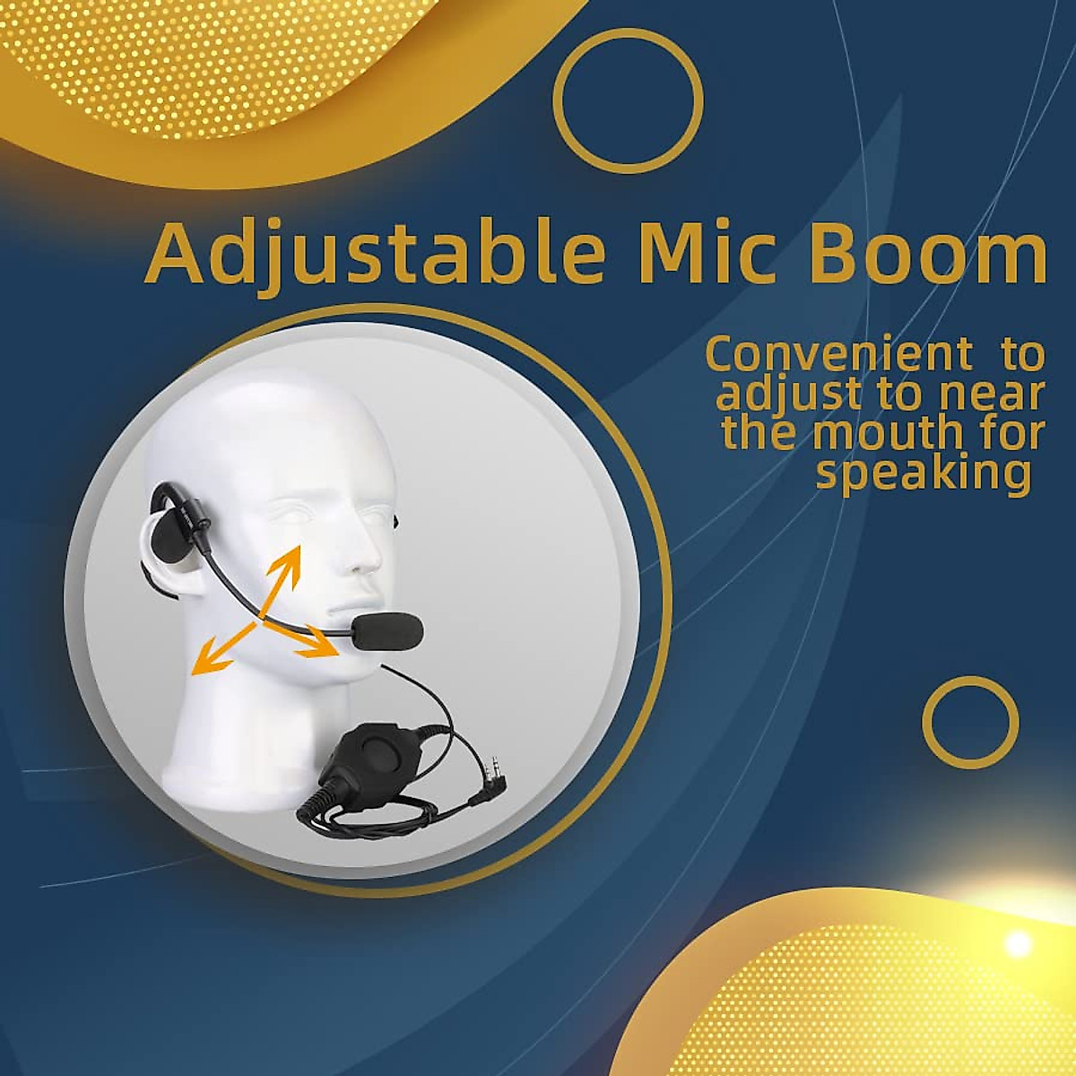 Retevis Adjustable Overhead Walkie Talkie Headset,Boom Mic, for Referee,for RT22 RT68 RT21 H-777 RT86 RT19 RB26 RB45,Compatible with BAOFENG UV-5R Kenwood Two-Way Radio,2 Way Radio Headset(1 Pack)