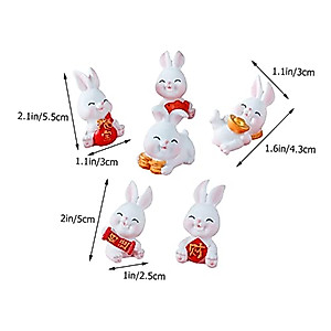 Kisangel 24 pcs lucky rabbit 2023 chinese new year rabbit easter bunny rabbit zodiac rabbit figurine miniature rabbit figurine decoraciones para salas de casa resin Cartoon statuette